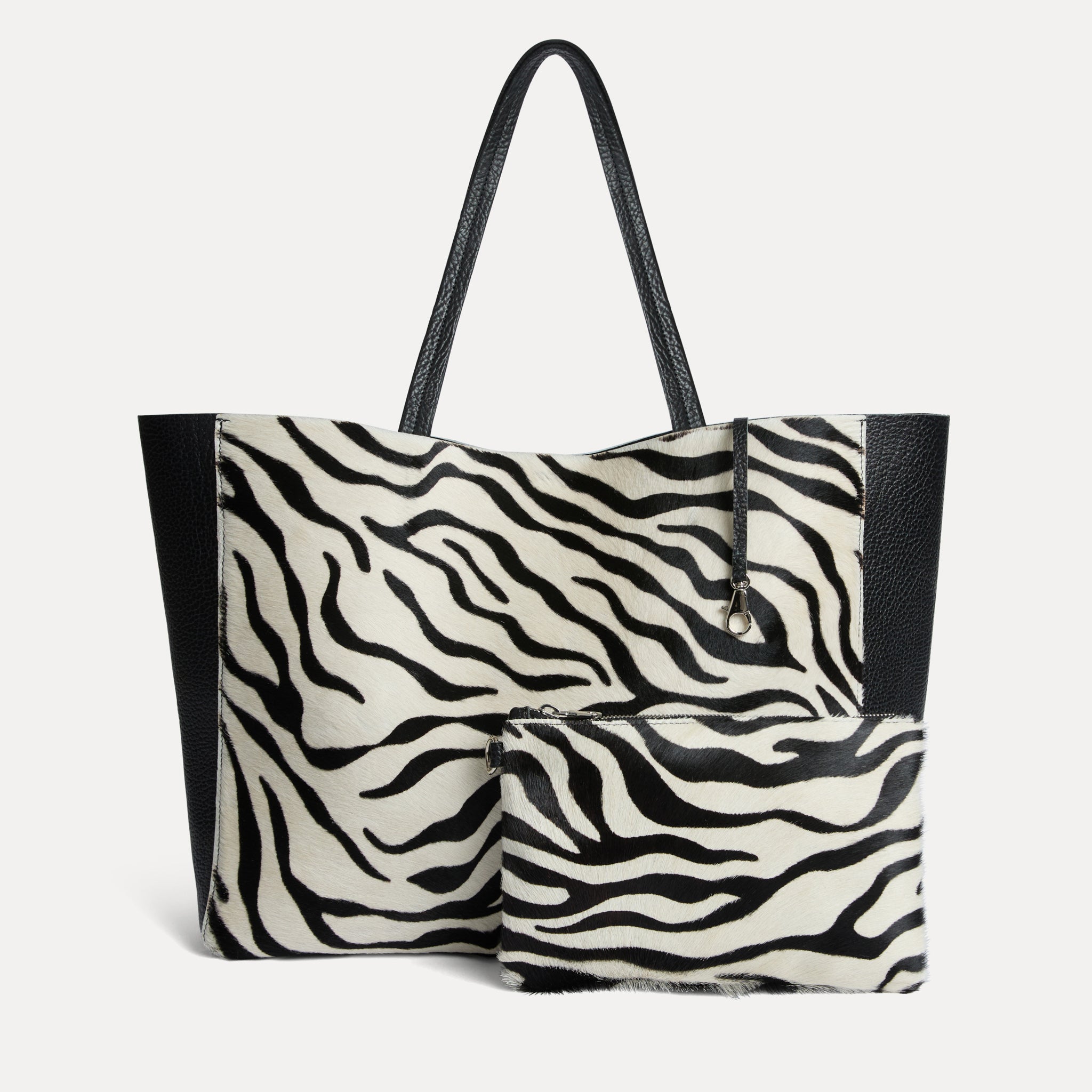 Savanna Black Zebra Calf Hair Tote | Streets Ahead – StreetsAheadInc