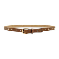 Milli Belt - Olive Green Narrow Leather Belt With Gold Studs Milli Belt - Olive Green Narrow Leather Belt With Gold Studs