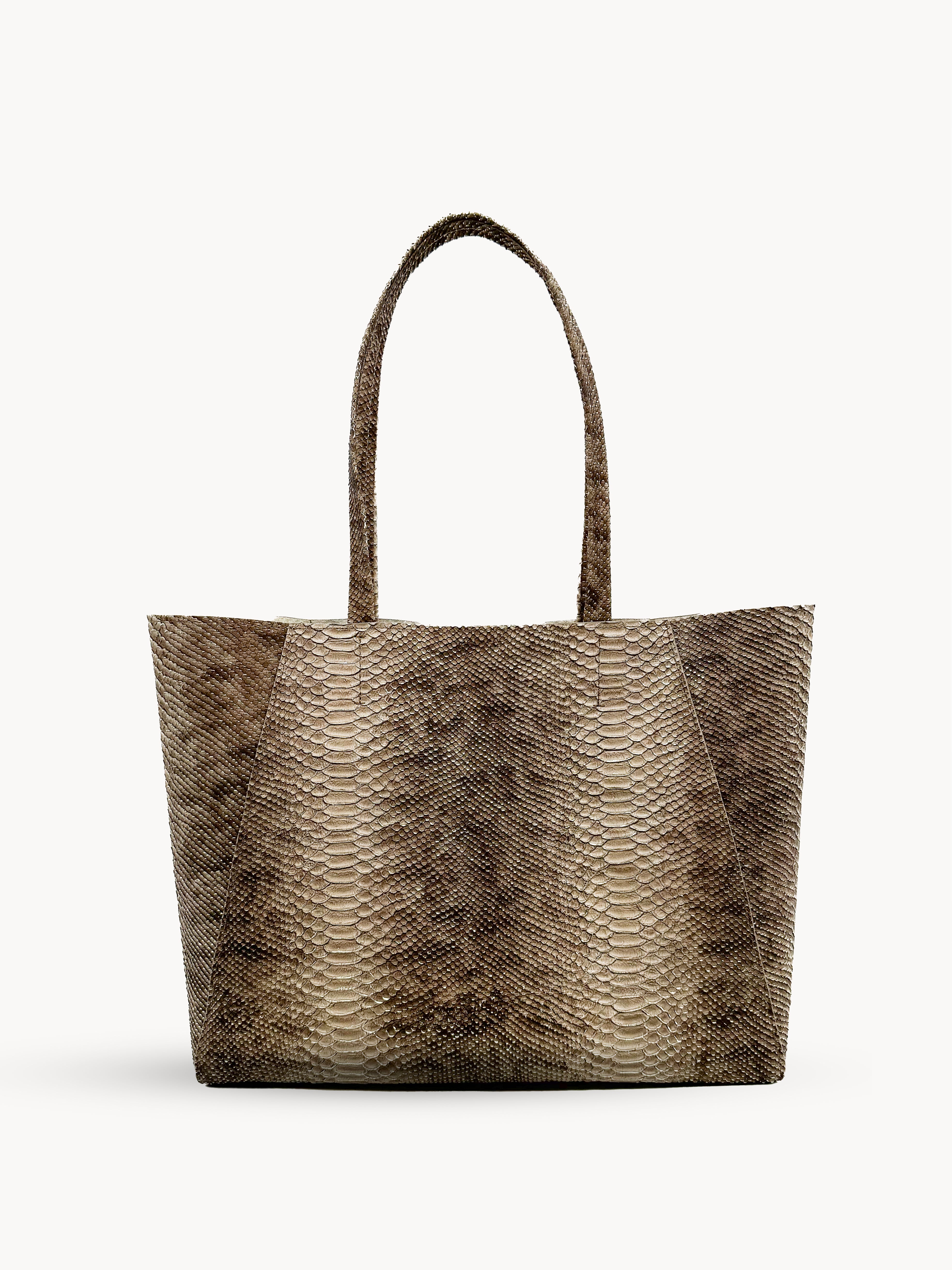 Yara Tote - Taupe Python Print | StreetsAheadInc