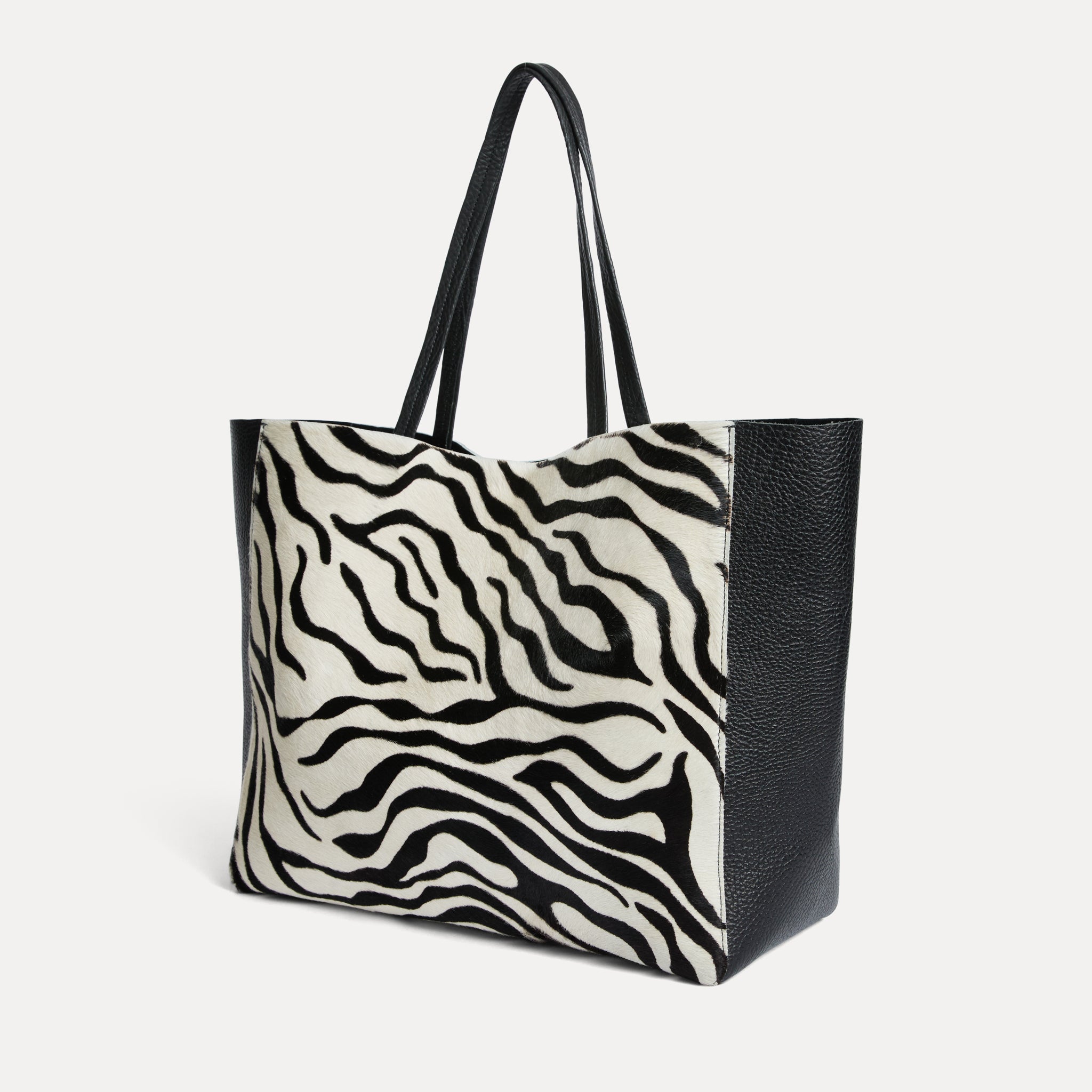 Savanna Black Zebra Calf Hair Tote | Streets Ahead – StreetsAheadInc