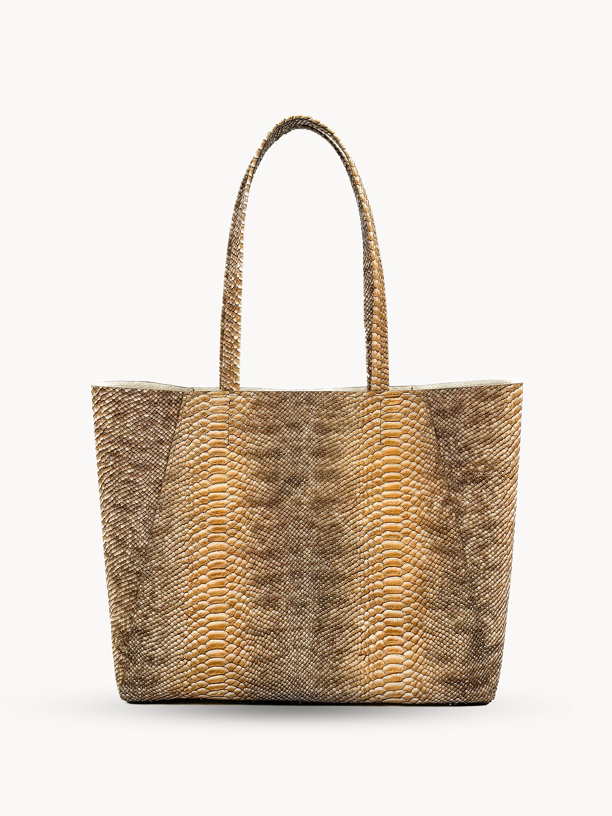Yara Tote - Tan Python Print | StreetsAheadInc