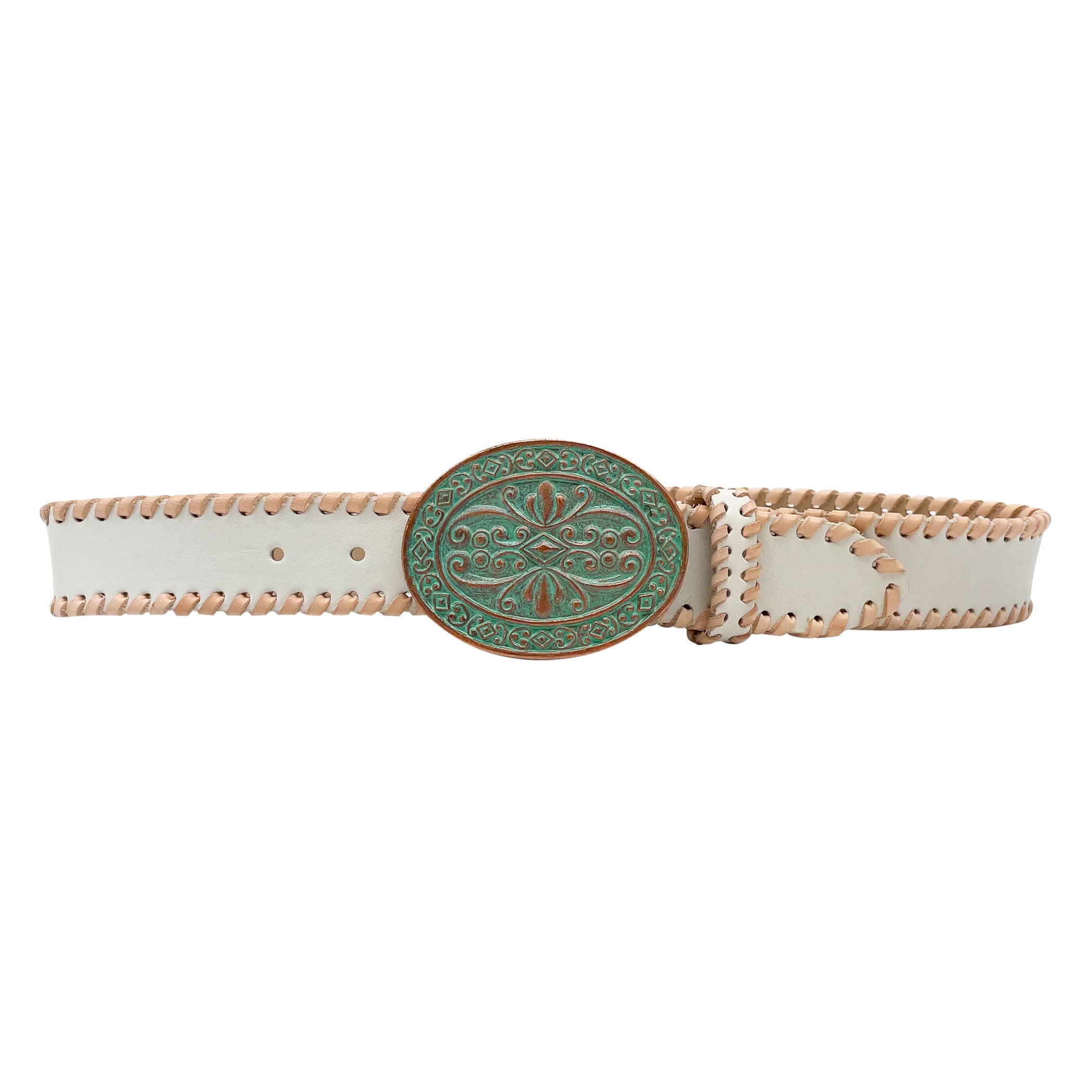 Electric Daisy - Boho Soft White Western Belt Patina Buckle | Streets ...